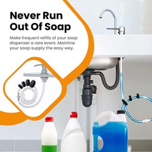 Never - MT - The Original Soap Dispenser Conversion Kit - Made in The USA - Kitchen Sink Extension Tube Kit - Never Fill The Little Bottle Again!