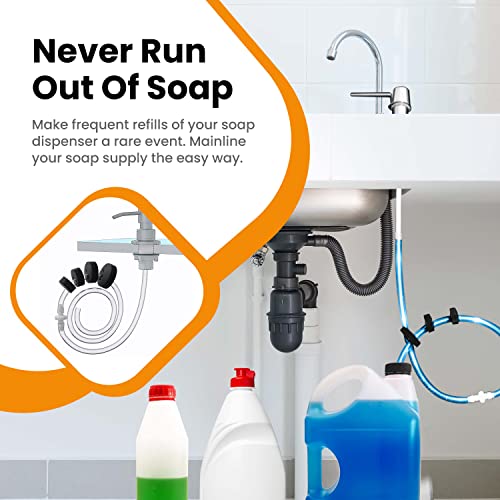 Never - MT - The Original Soap Dispenser Conversion Kit - Made in The USA - Kitchen Sink Extension Tube Kit - Never Fill The Little Bottle Again!