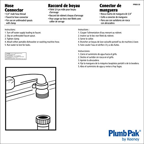 Plumb Pak PP800-30 Faucet Aerator Adapter, For Use With Unthreaded Spouts With Clamp, 3/4 In, 3-3/4&quot x 2-5/8&quot