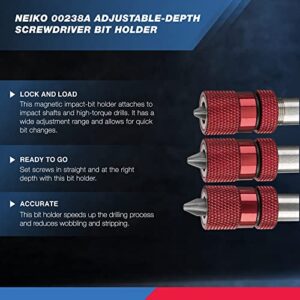 NEIKO 00238A Adjustable Depth Screwdriver Bit Holder, Magnetic Quick Change 1/4 Bit Holder, Impact Bit Holder, Magnetic Tip Bit Holder Long, Drill Bit Extension, Rapid Drive Bit Sleeve