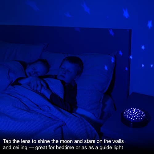 GE LED Moon and Star Night Light, Night Light for Kids, Tap Light, Battery Operated, Star Projector, Projector Light, Ideal for Kids Bedrooms, Playroom, Nursery, 17457