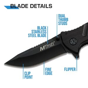 Mtech Black Tactical Rescue Knife with Aluminum Handle