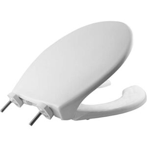 bemis 7750tdg 000 commercial heavy duty open front toilet seat with cover that will never loosen & reduce call-backs, round, plastic, white