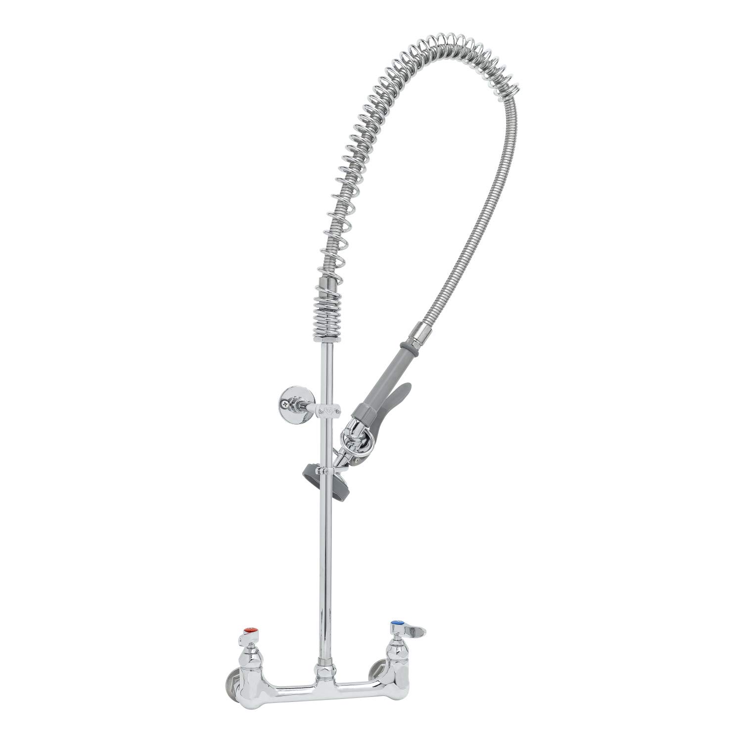 T&S Brass B-0133-B Easy Install Wall Mount Pre-Rinse Faucet for Commercial Kitchens. Includes Wall Bracket and Sprayer Meets New DOE Requirements with a 1.15 GPM Flow Rate,Silver