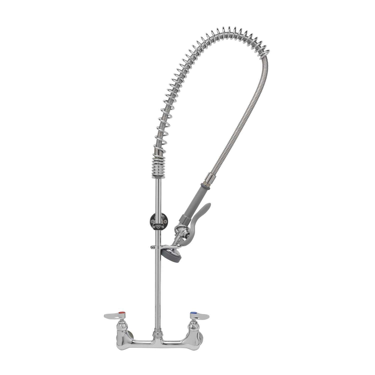 T&S Brass B-0133-B Easy Install Wall Mount Pre-Rinse Faucet for Commercial Kitchens. Includes Wall Bracket and Sprayer Meets New DOE Requirements with a 1.15 GPM Flow Rate,Silver