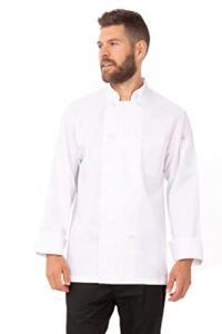 chef works men's le mans chef coat, white, large