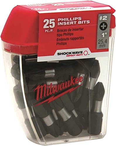 Milwaukee Electric Tool 48-32-4604 Shockwave Impact Duty insert Bit, NO 2, Phillips, 1" OAL, Proprietary Steel