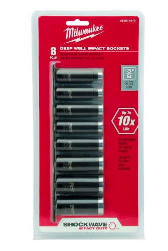 Impact Socket Set, 3/8 In Dr, 8 pc