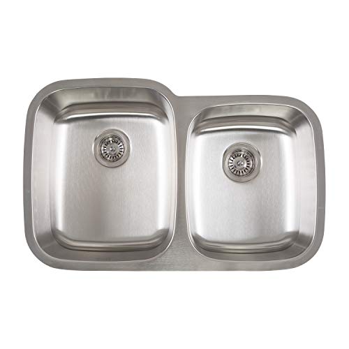 Yosemite Home Decor MAG503 18-Gauge Stainless Steel Undermount Double Bowl Kitchen Sink, Satin