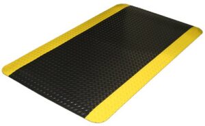 durable corporation-442s35bky vinyl diamond-dek sponge industrial anti-fgue floor mat, 3' x 5', black with yellow border