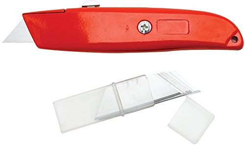 Performance Tool 1110 Die-Cast Metal Body with In Handle Blade Storage and Push Button Retractable Blade - Perfect for Cutting, Trimming, and More