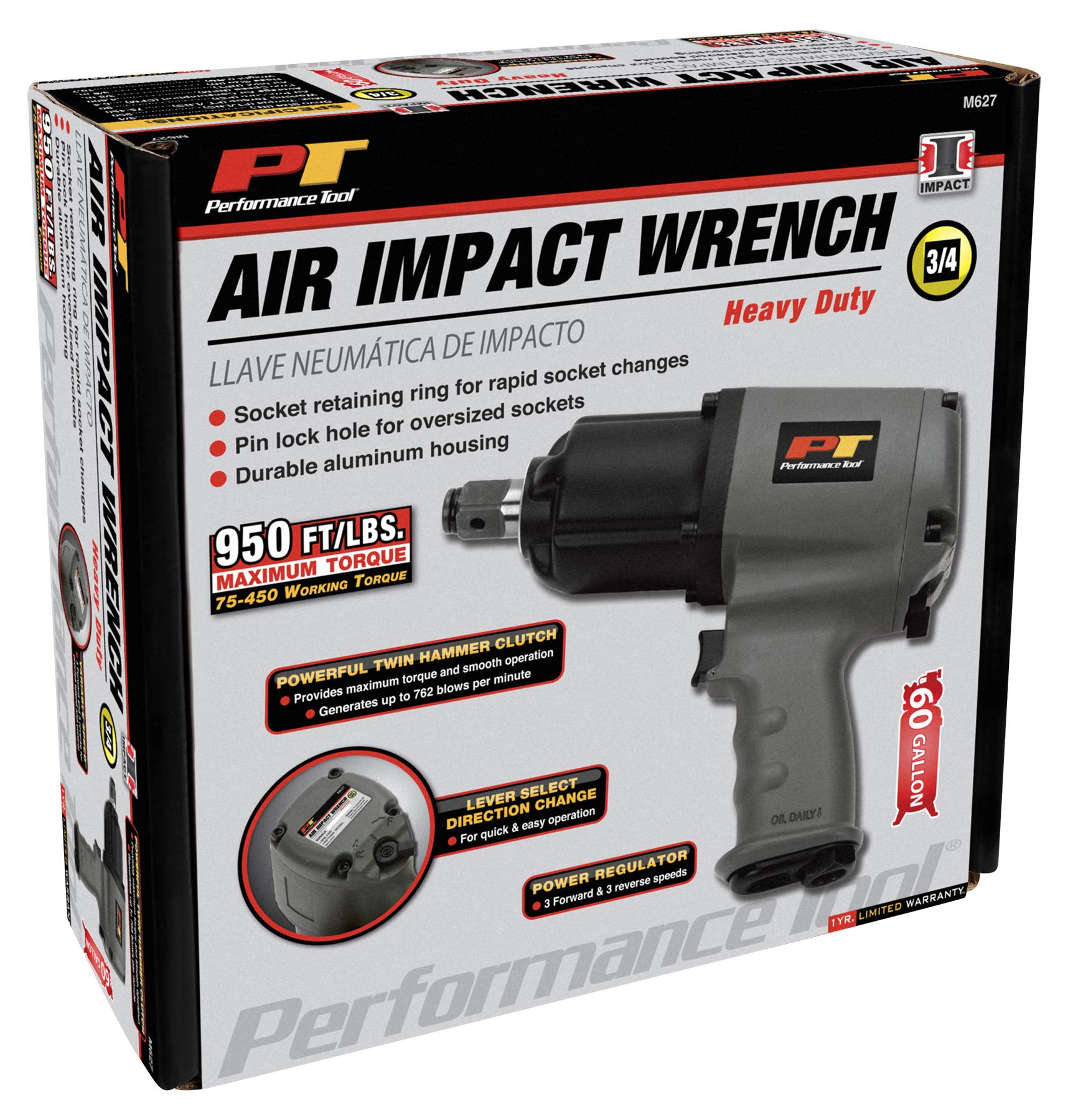 Performance Tool M627 3/4-Inch Drive Heavy Duty Impact Wrench