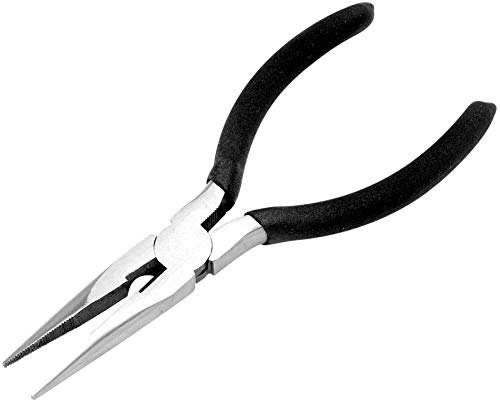 Performance Tool 1105 5-Inch Long Nose Pliers - Heat Treated Alloy Steel, Cushion Grip Handles, Hardened Wire Cutter