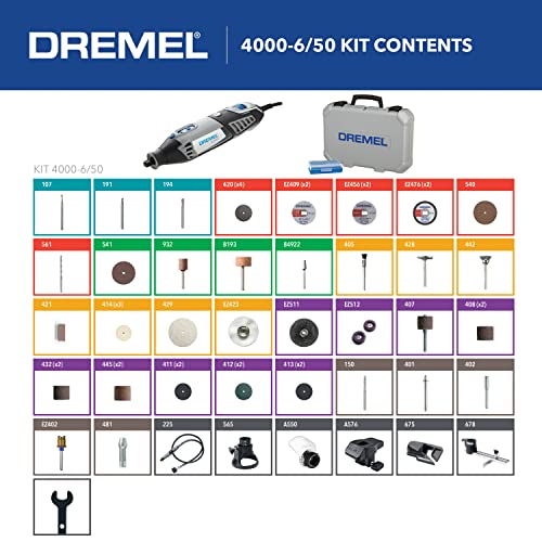 Dremel 4000-6/50 High Performance Rotary Tool Kit with Flex Shaft- 6 Attachments & 50 Accessories- Grinder, Mini Sander, Polisher, Engraver- Perfect for Routing, Cutting, Wood Carving