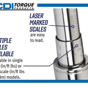 CDI 1002MFRMH Dual Scale Micrometer Adjustable Click Style Torque Wrench with Metal Handle - 3/8-Inch Drive - 10 to 100 ft. lbs. Torque Range