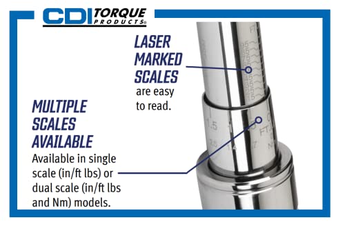 CDI 1002MFRMH Dual Scale Micrometer Adjustable Click Style Torque Wrench with Metal Handle - 3/8-Inch Drive - 10 to 100 ft. lbs. Torque Range