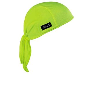 ergodyne chill-its 6615 performance bandana do rag skull cap, terry cloth sweatband, moisture wicking,lime