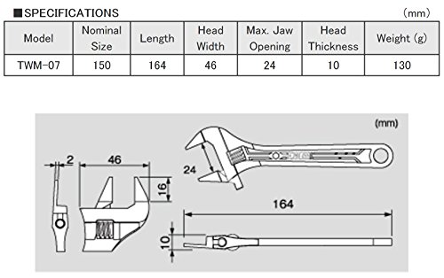 ENGINEER TWM-07 Super Thin Jaws Adjustable Wrench Smart Monkey Wrench