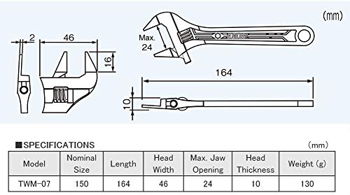 ENGINEER TWM-07 Super Thin Jaws Adjustable Wrench Smart Monkey Wrench