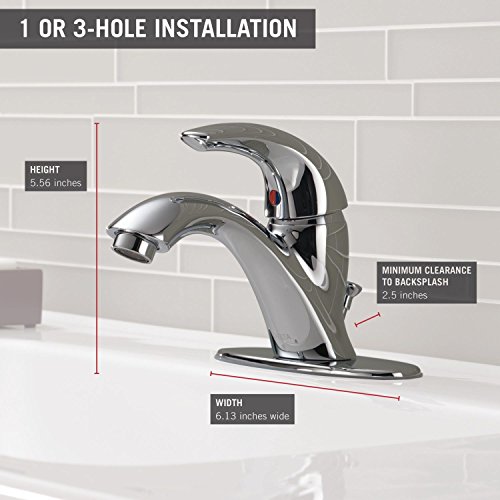 Delta Faucet Classic Single Hole Bathroom Faucet, Single Handle Bathroom Faucet Chrome, Bathroom Sink Faucet, 1 Hole Bathroom Faucet, Drain Assembly, Chrome 583LF-WF