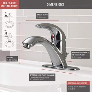 Delta Faucet Classic Single Hole Bathroom Faucet, Single Handle Bathroom Faucet Chrome, Bathroom Sink Faucet, 1 Hole Bathroom Faucet, Drain Assembly, Chrome 583LF-WF