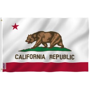 anley fly breeze 3x5 foot california state flag - vivid color and fade proof - canvas header and double stitched - calif. ca flags polyester with brass grommets 3 x 5 ft