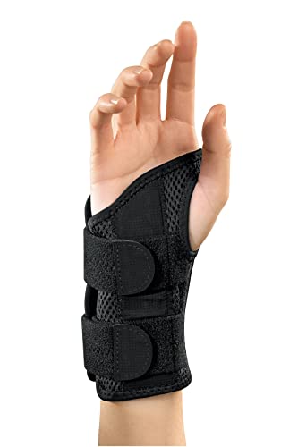 Mueller Sports Medicine Green Fitted Wrist Brace for Men and Women, Support and Compression for Carpal Tunnel Syndrome, Tendinitis, and Arthritis, Right Hand, Black, Small/Medium