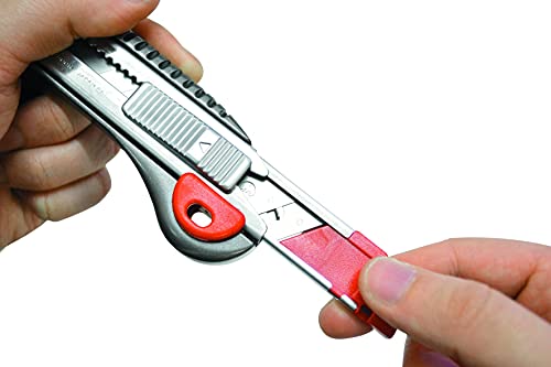 NT Cutter Heavy Duty Aluminum Die-Cast Grip Multi-Blade Cartridge Knife, 1 Knife (L-2000RP), Red.