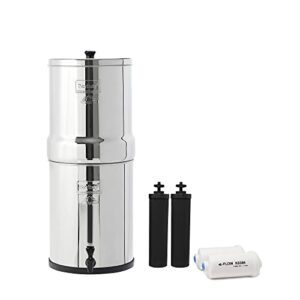 royal berkey gravity-fed water filter system 3.25 gallon with 2 black berkey elements, 2 berkey pf-2 fluoride and arsenic reduction elements