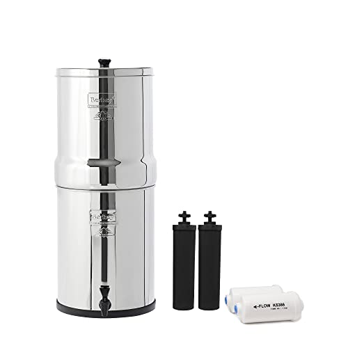 Royal Berkey Gravity-Fed Water Filter System 3.25 Gallon with 2 Black Berkey Elements, 2 Berkey PF-2 Fluoride and Arsenic Reduction Elements