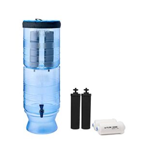 berkey light gravity-fed water filter with 2 black berkey elements and 2 berkey pf-2 fluoride and arsenic reduction elements