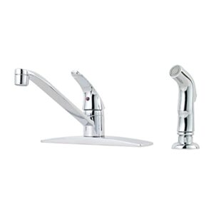 pfister pfirst series 1-handle kitchen faucet with side spray, polished chrome