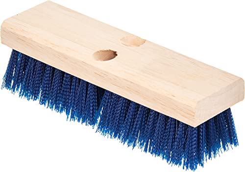 SPARTA Flo-Pac Deck Scrub Brush Floor Scrubber, Push Broom with Heavy Dutty Bristles for Outdoor Surfaces, 10 Inches, Blue, (Pack of 12)