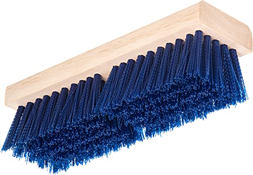 SPARTA Flo-Pac Deck Scrub Brush Floor Scrubber, Push Broom with Heavy Dutty Bristles for Outdoor Surfaces, 10 Inches, Blue, (Pack of 12)