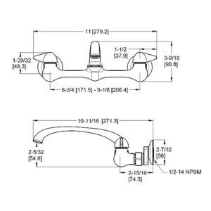 Pfister G1271000 Pfirst Series 2-Handle Wallmount Kitchen Faucet, Polished Chrome