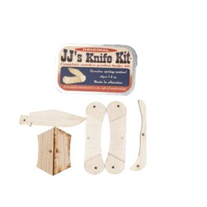 JJ’s Knife Kit Original Wooden Pocket Knife Making Kit | Perfect Beginner Knife Making Kit To Teach Knife Safety | Canoe Style Toy Knife | Ages Seven And Up | Made In The USA