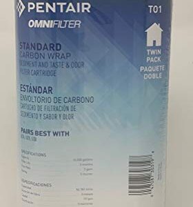 Omnifilter Standard T01 Omni TO1 Whole House Replacement Under Sink Water Filter Carbon Wrapped Cartridge (2-Pack) Chlorine Taste Odor Sediment TO1 T01 (Twin Pack) Water Filter Newest Model