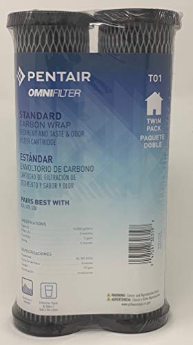 Omnifilter Standard T01 Omni TO1 Whole House Replacement Under Sink Water Filter Carbon Wrapped Cartridge (2-Pack) Chlorine Taste Odor Sediment TO1 T01 (Twin Pack) Water Filter Newest Model