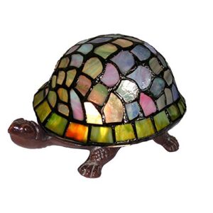 warehouse of tiffany tn07b113 home roots multi glass, metal tiffany-style turtle accent, one size, bronzetone table lamp