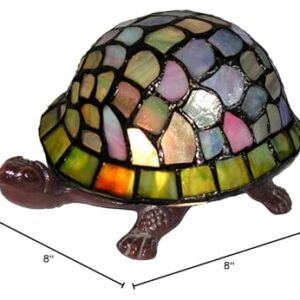 Warehouse of Tiffany TN07B113 Home Roots Multi Glass, Metal Tiffany-Style Turtle Accent, One Size, Bronzetone Table Lamp