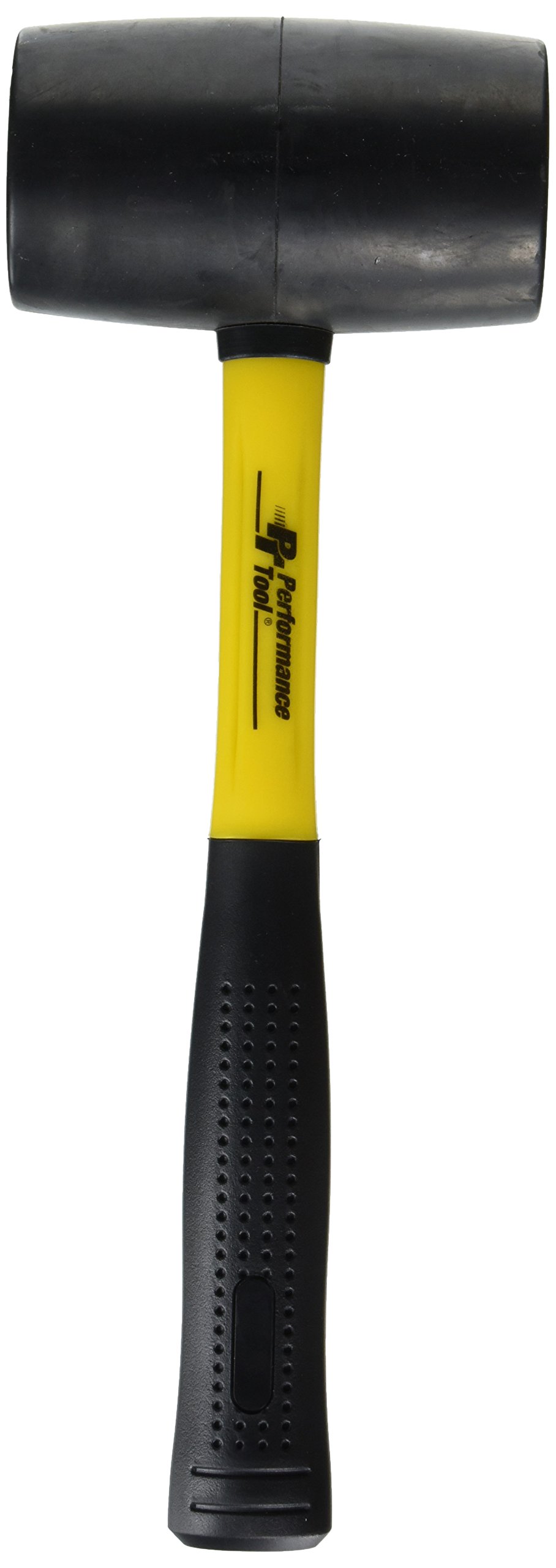 Performance Tool M7132 Double-Faced Solid Rubber Head Hammer with Fiberglass Handle and Anti-Shock Grip - Great for Home and Shop Use