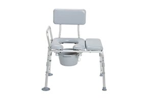 drive medical 12005kdc-1 transfer bench commode chair for toilet with padded seat, gray