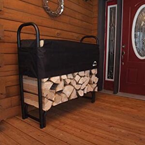 ShelterLogic 4' Adjustable Heavy Duty Outdoor Firewood Rack with Steel Frame Construction and Water-Resistant Cover