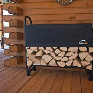 ShelterLogic 4' Adjustable Heavy Duty Outdoor Firewood Rack with Steel Frame Construction and Water-Resistant Cover