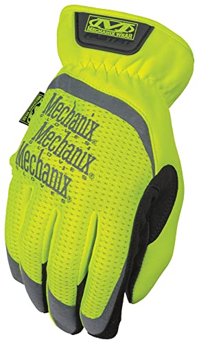 Mechanix Wear: Hi-Viz FastFit Work Gloves with Secure Fit Elastic Cuff, Reflective and High Visibility, Touchscreen Capable, Safety Gloves for Men, Multi-Purpose Use (Fluorescent Yellow, Medium)