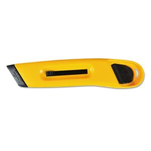 cosco 091467 plastic utility knife w/retractable blade & snap closure, yellow