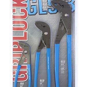 Channellock GLS-3 Tongue and Groove Plier Set, Dipped, 3Pcs. Blue, 6.5", 9.5", 12.5"