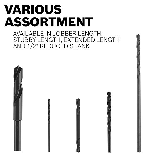 BOSCH BL2215 1-Piece 1-3/8 In. x 6 In. Fractional Reduced Shank Black Oxide Drill Bit for Applications in Light-Gauge Metal, Wood, Plastic