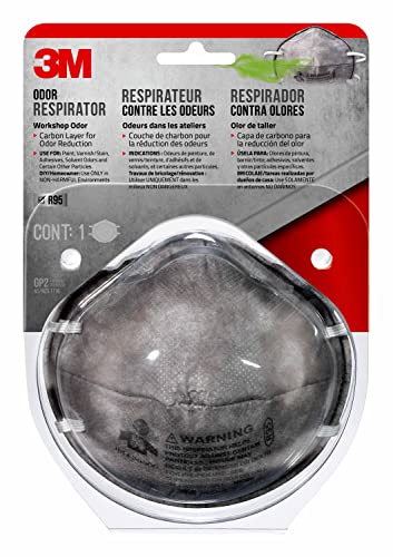 3M 8247 Disposable Odor Respirator for Workshop Odor, R95, Disposable-Lightweight Design, 1-Pack