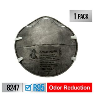 3M 8247 Disposable Odor Respirator for Workshop Odor, R95, Disposable-Lightweight Design, 1-Pack